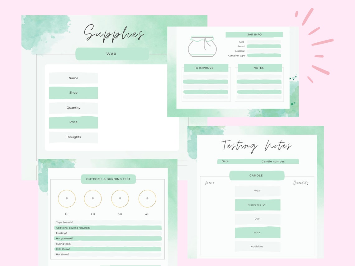 Candle Making Testing Sheet, Printable Candle Testing Notes, Candle ...