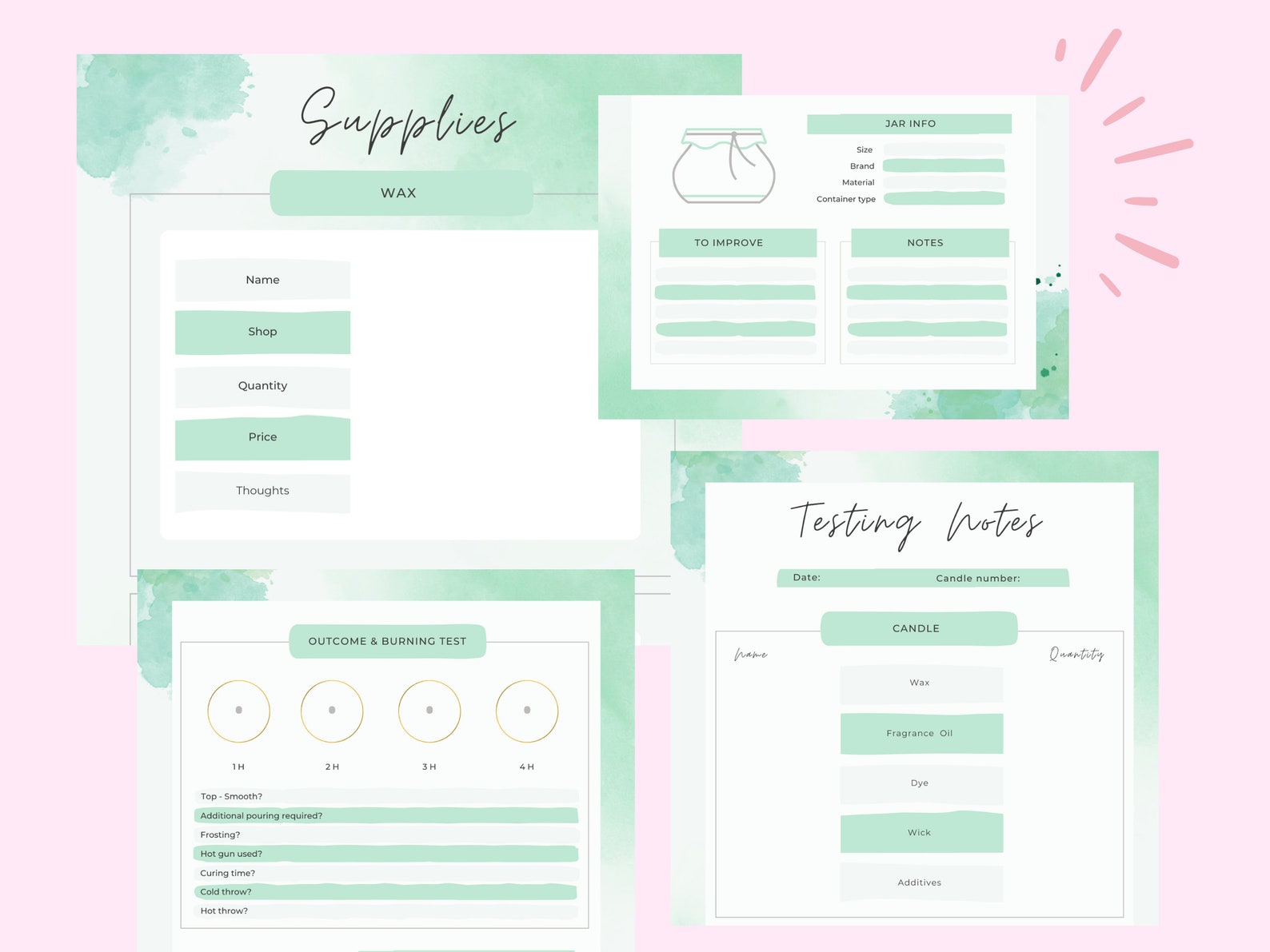Candle Making Testing Sheet, Printable Candle Testing Notes, Candle ...