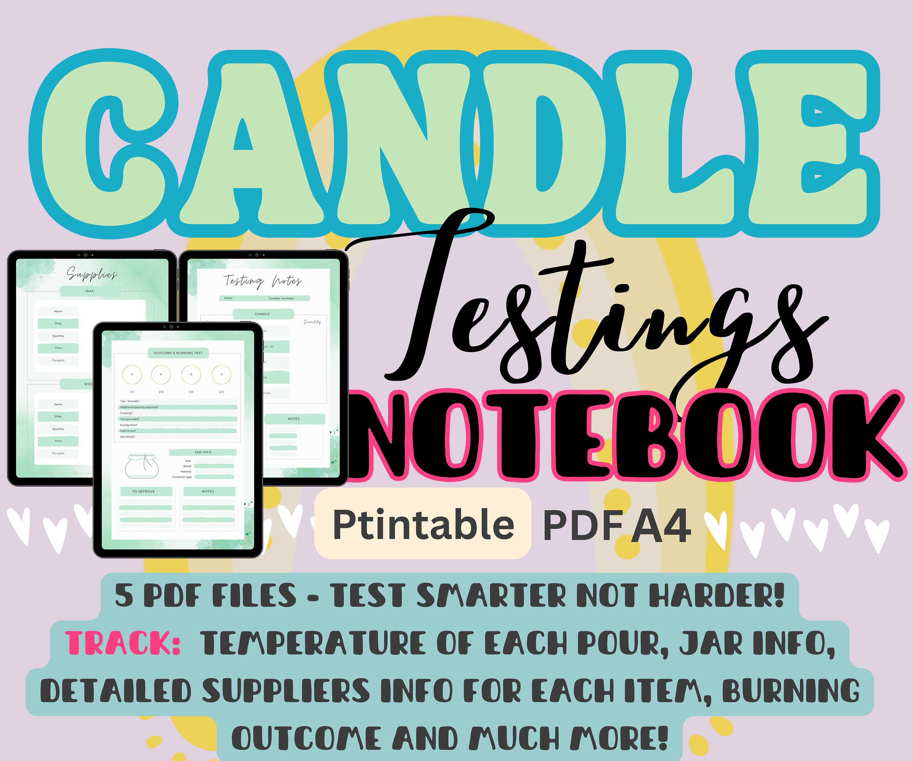 Candle Making Testing Sheet, Printable Candle Testing Notes, Candle ... Candle Making Testing Sheet, Printable Candle Testing Notes, Candle ...