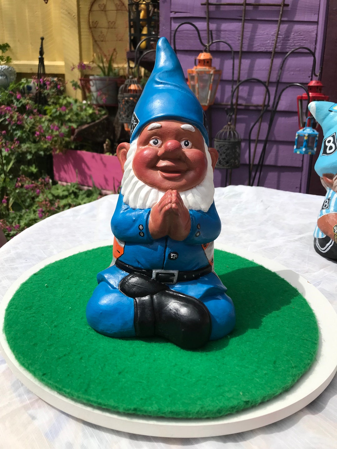 Bespoke Handmade Concrete Hand Painted Train Conductor Gnome Garden or ...