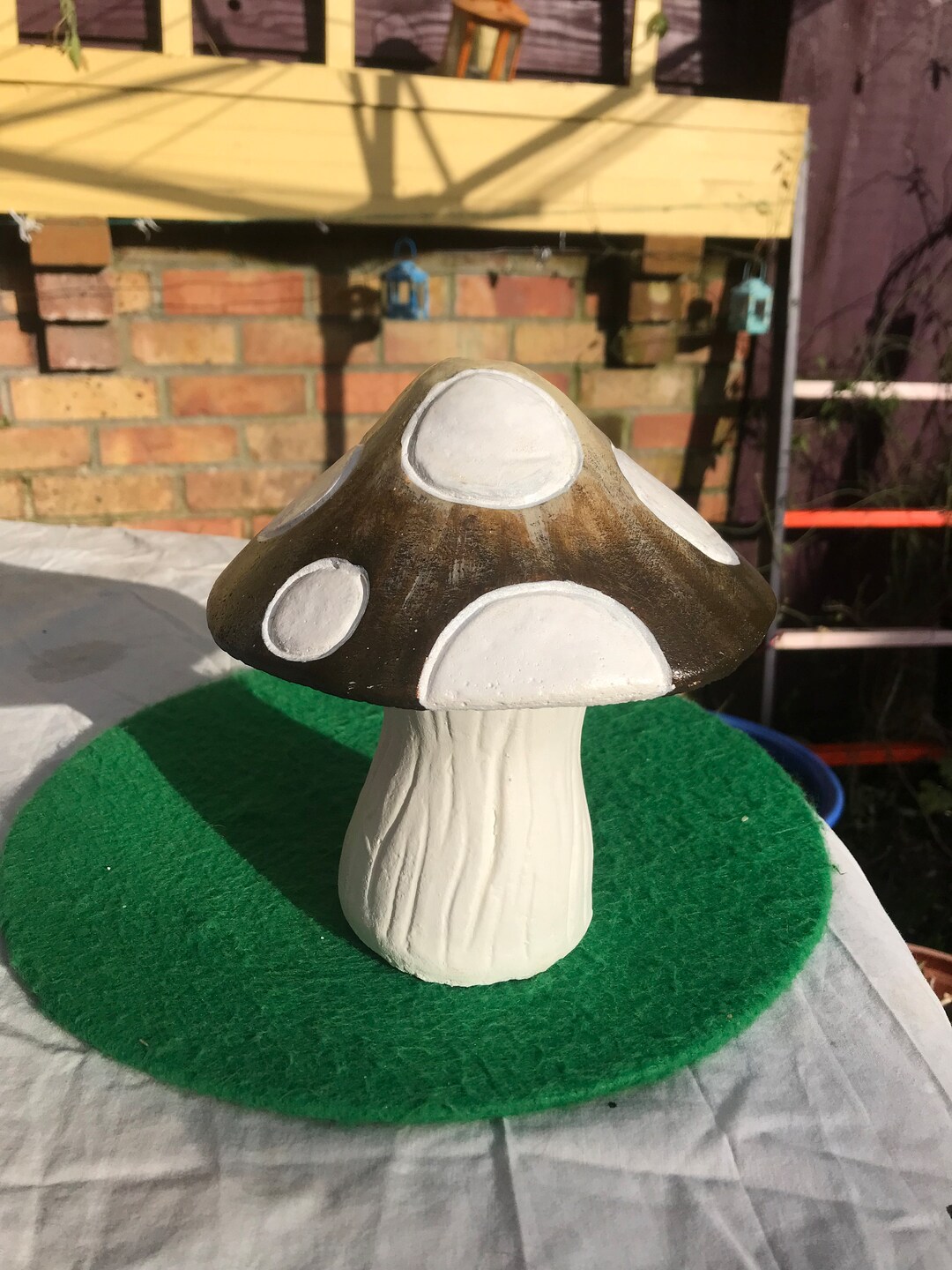 Bespoke Handmade Concrete Hand Painted Toadstool Mushroom Garden or ...