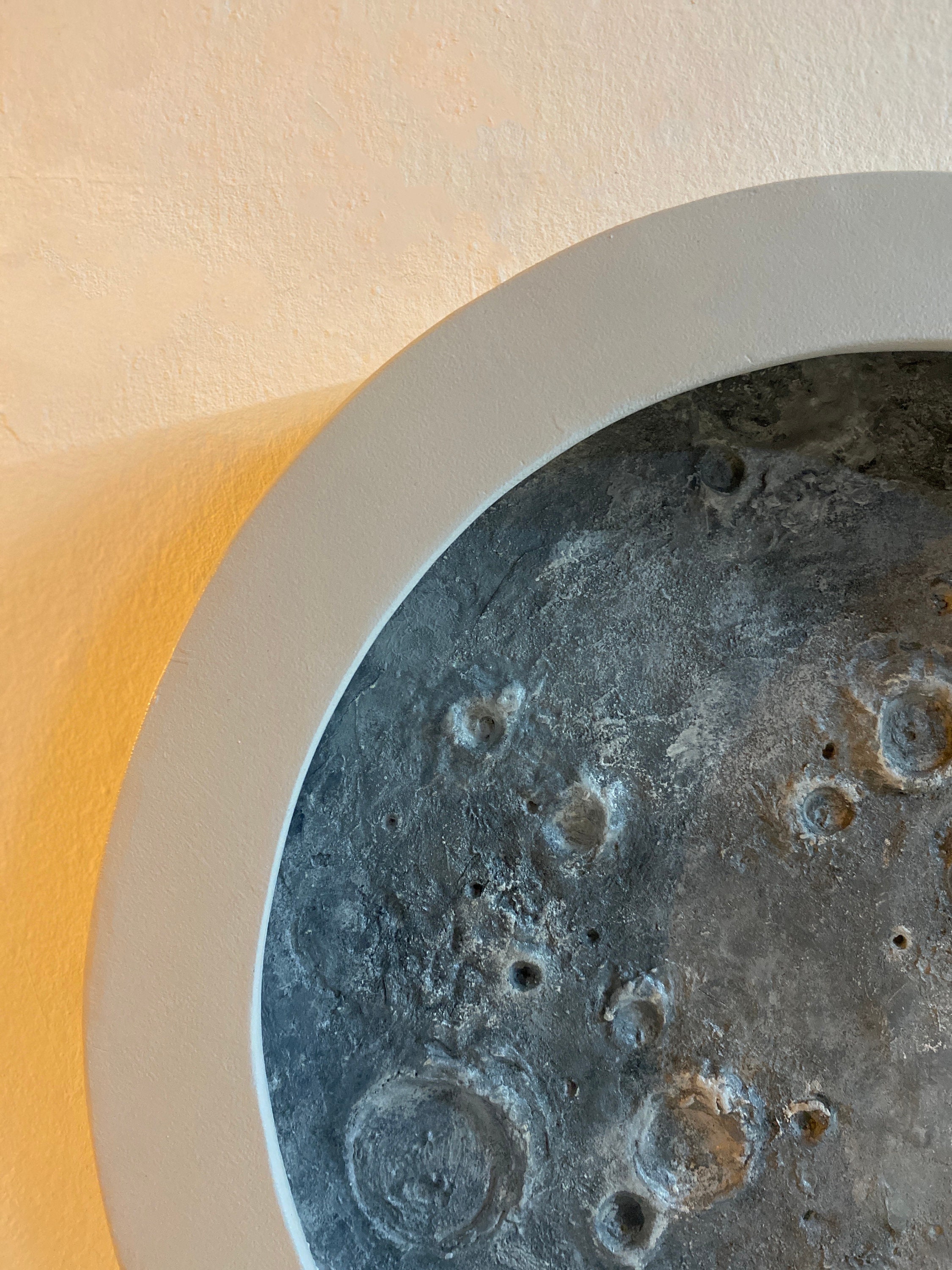 Wood and Concrete Moon Wall Light, Moon Wall Decorative Lighting, Full ...