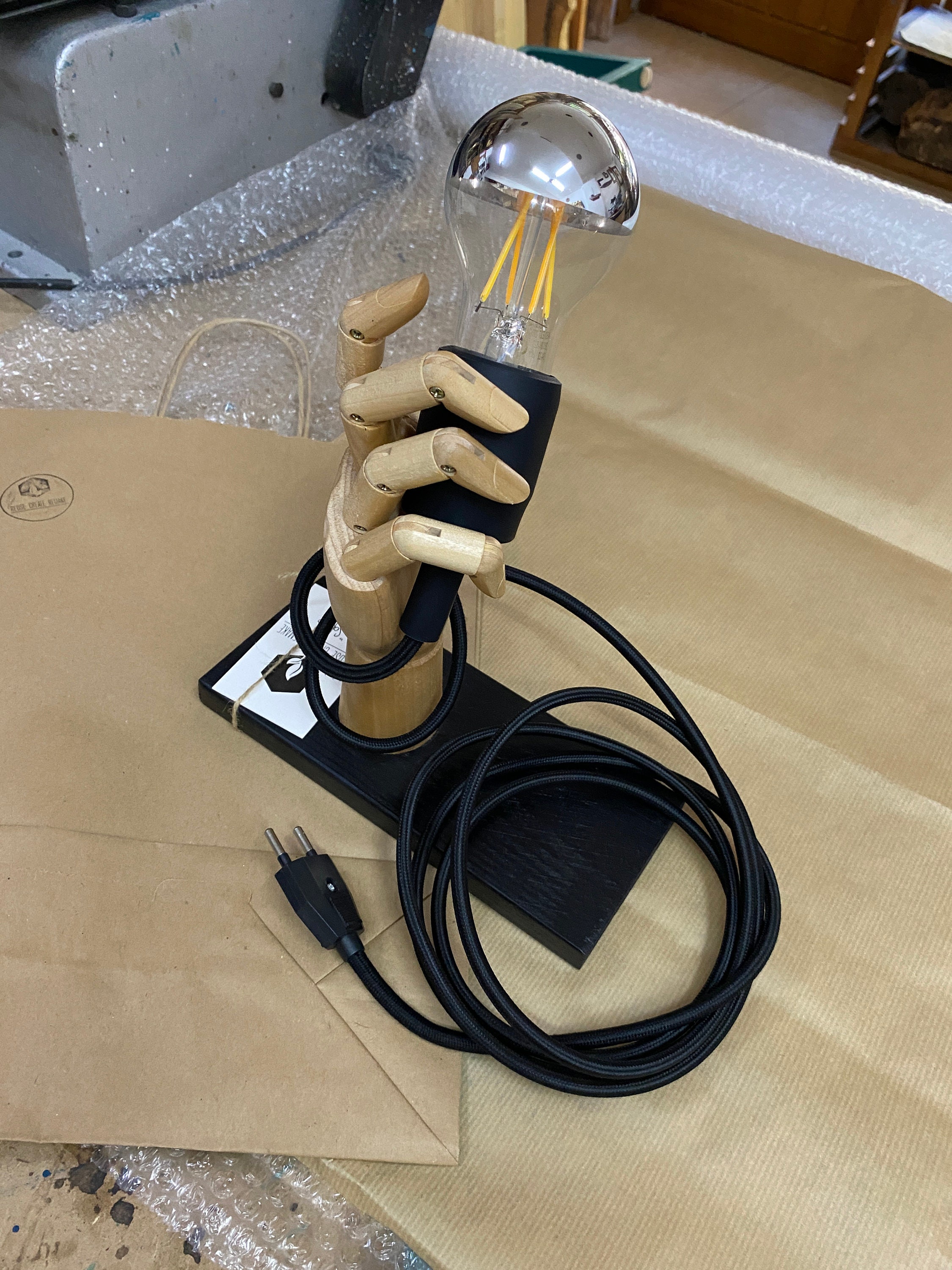 Wooden Mannequin Poseable Hand Lamp, Wall Light, Desk Lamp, Funky Lamp ...