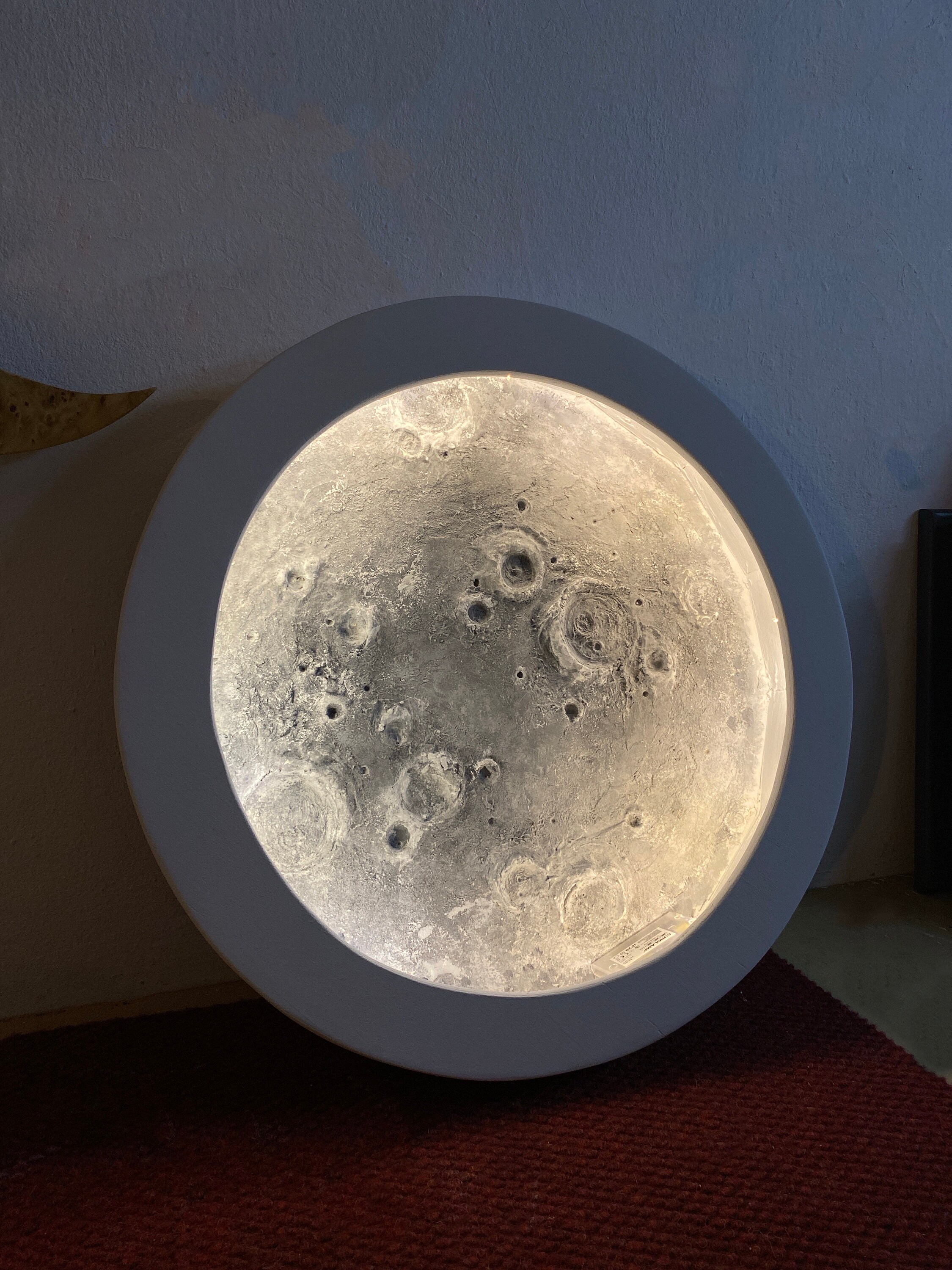 Wood and Concrete Moon Wall Light, Moon Wall Decorative Lighting, Full ...