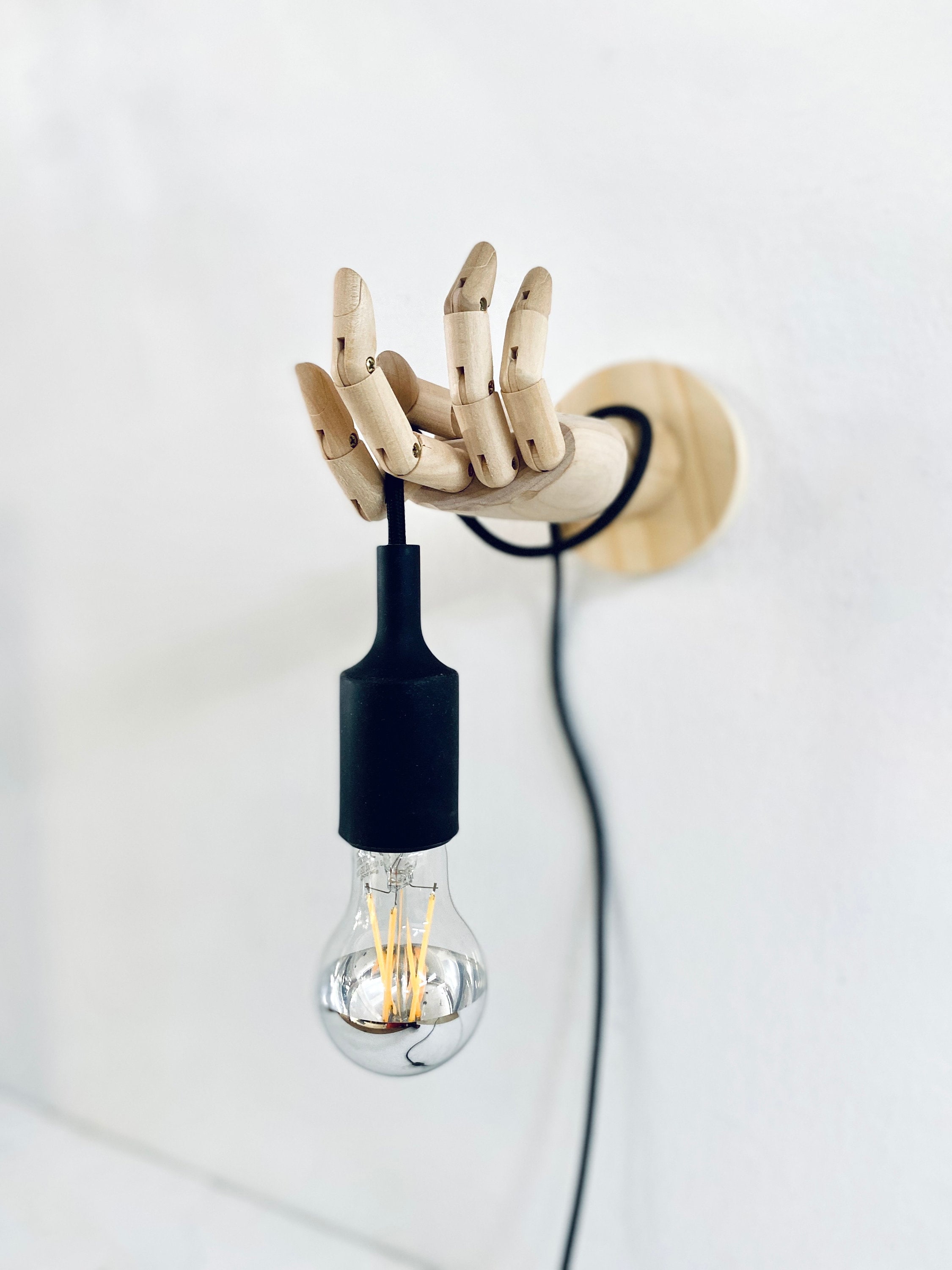 Wooden Mannequin Poseable Hand Lamp, Wall Light, Desk Lamp, Funky Lamp ...
