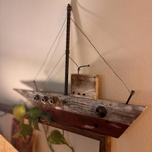 Handmade Driftwood Ship Wall Art, Reclaimed Wood Boat (30x38x2 Cm ...