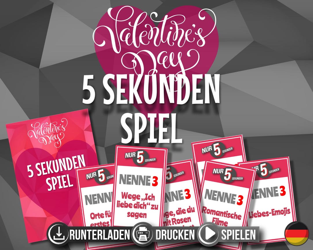 Valentine's Day 5 Second Game Printable Games Valentine's Day Games in ...