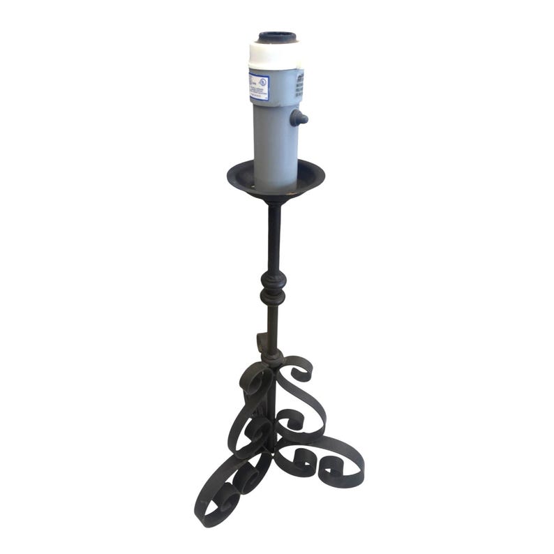 Vintage Black Wrought Iron Scroll Base Lamp Stand - Etsy