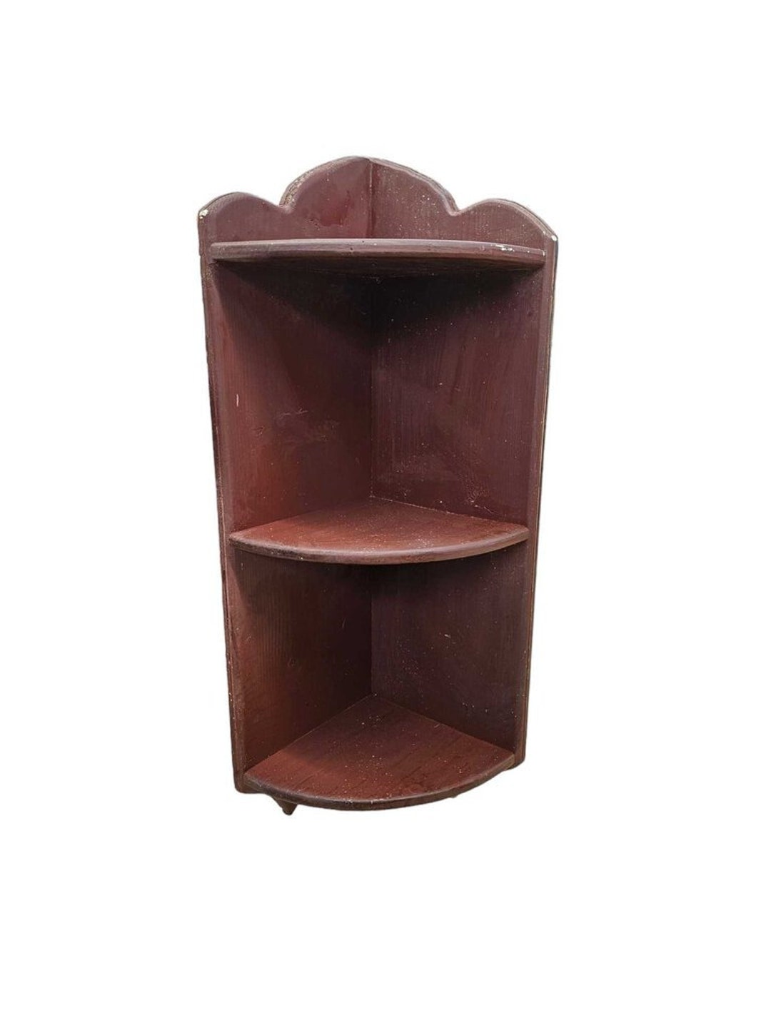 Vintage Handmade Wood Corner Wall Hanging 3 Tier Rustic Shelf Painted ...