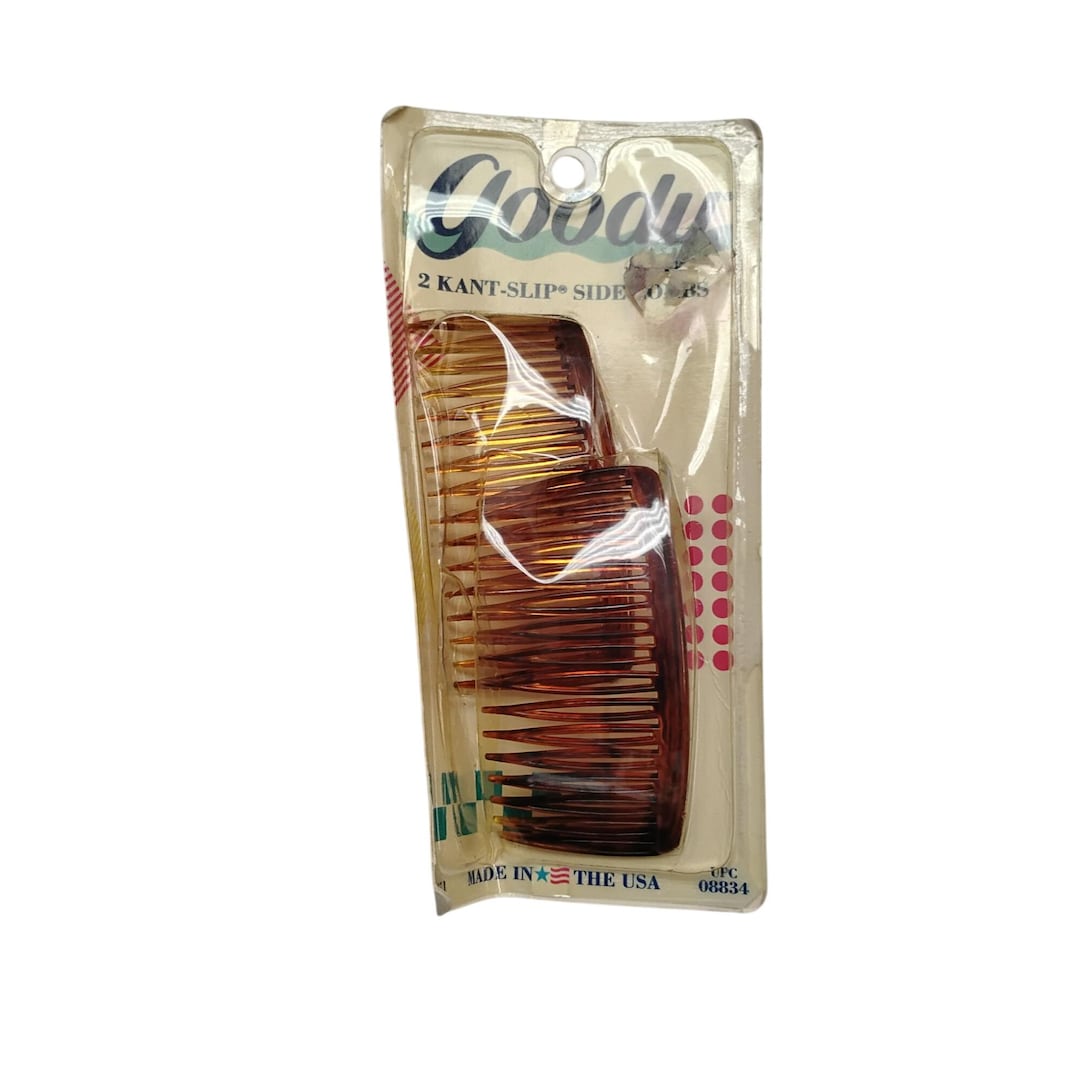Goody 2 Kant-slip Side Combs Amber Color Vintage Made in USA Sealed New ...