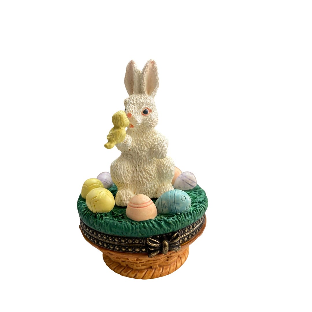 Avon Easter Bunny Trinket Box With Eggs & Chick Figurine - Etsy