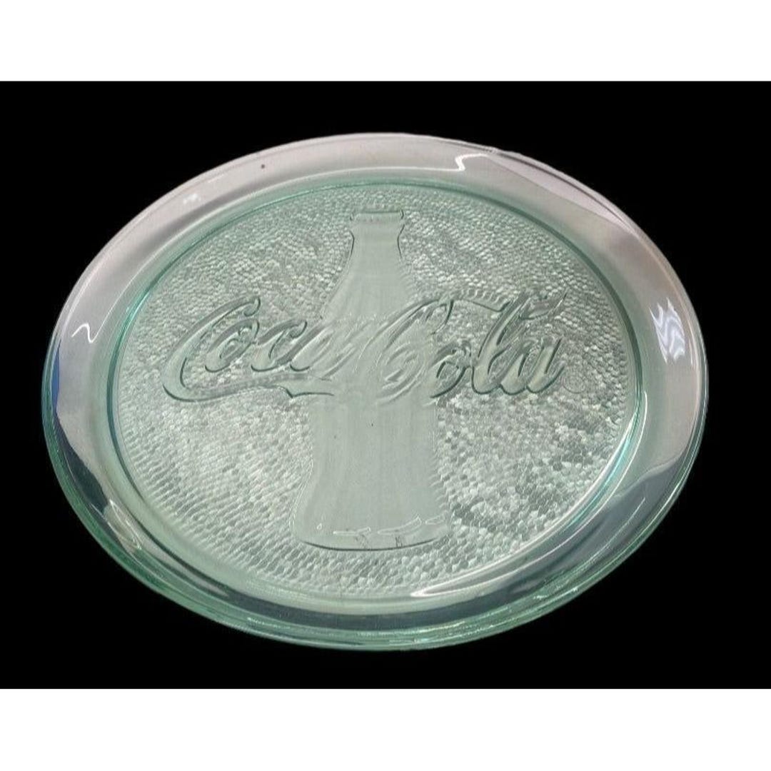 Vintage Coca-cola Clear Glass Round Serving Tray Plate With Embossed ...
