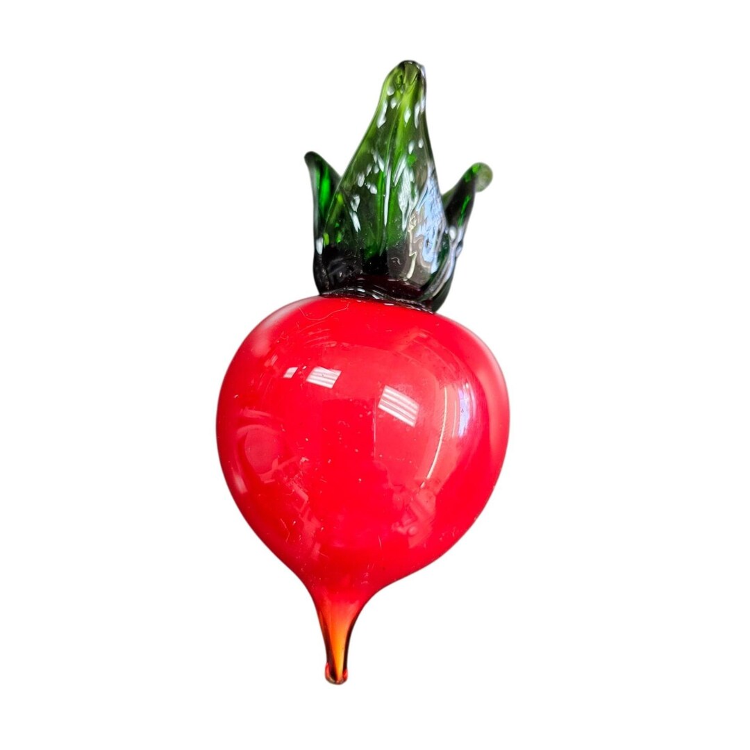 Handcrafted Glass Radish Ornament With Green Leaves Art Glass Décor - Etsy