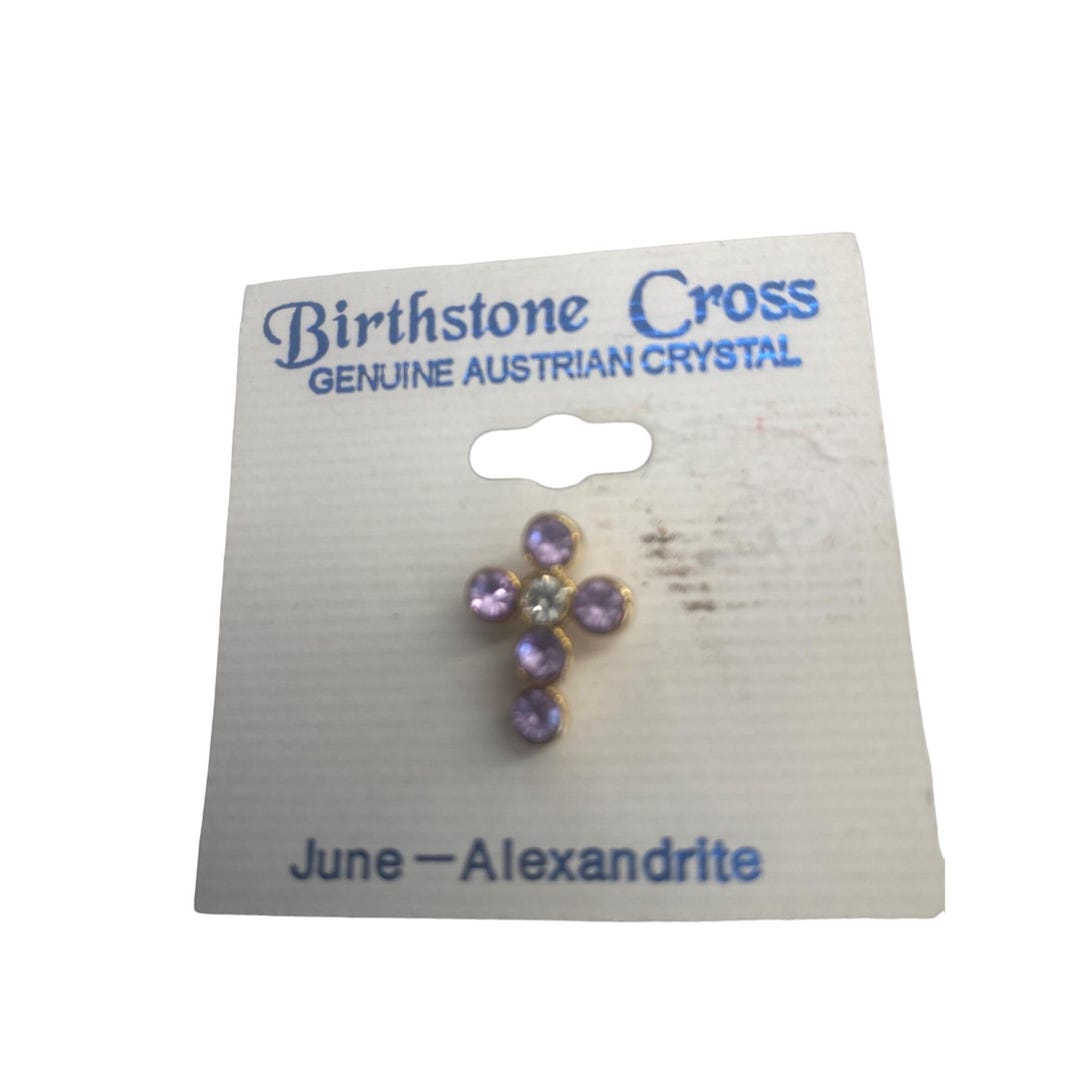 Birthstone Cross Genuine Austrian Crystal June Alexandrite Pin Brooch ...