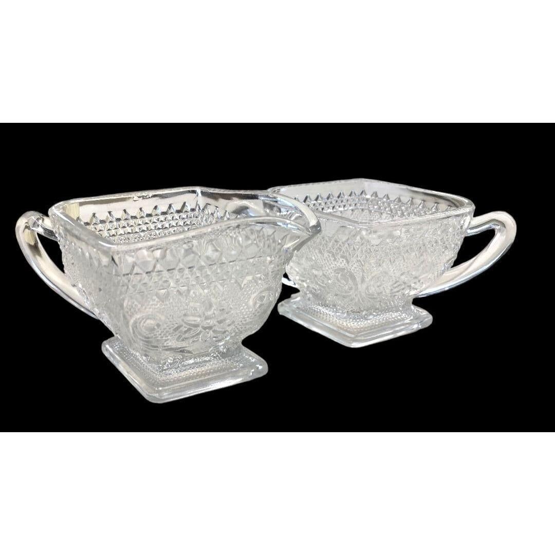 Vintage Depression Sandwich Glass Cream & Sugar Set - Etsy
