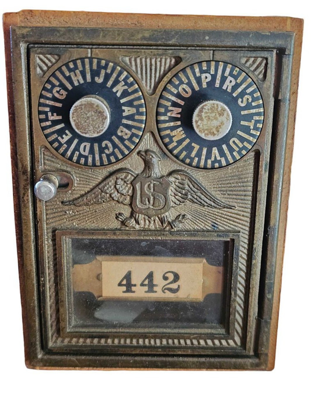 Antique USPS PO Post Office Box 442 Door Bank With Double Letter ...