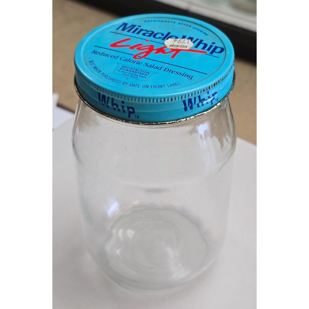 Vintage Miracle Whip Light Jar With Blue Lid - Etsy