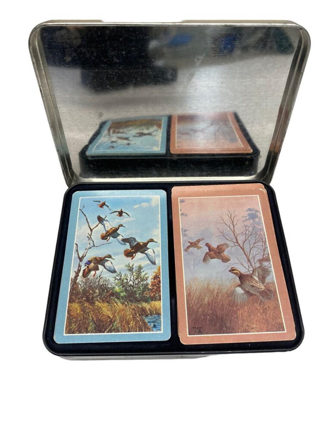 Hoyle Collection Cards 2 Decks of Cards Tin Case, Card Faces Ducks/wild ...