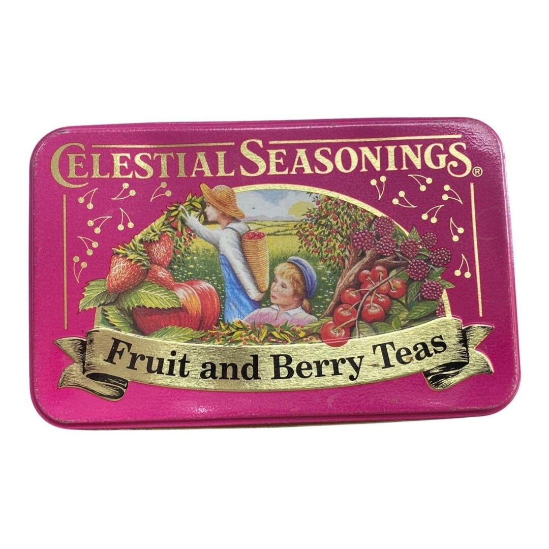 Celestial Seasonings Fruit & Berry Teas Pink Metal Tin Box Decorative ...