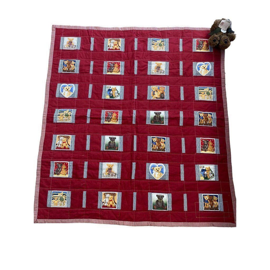 Handcrafted Teddy Bear Patchwork Quilt Estherville Iowa Boyd Bear Throw ...