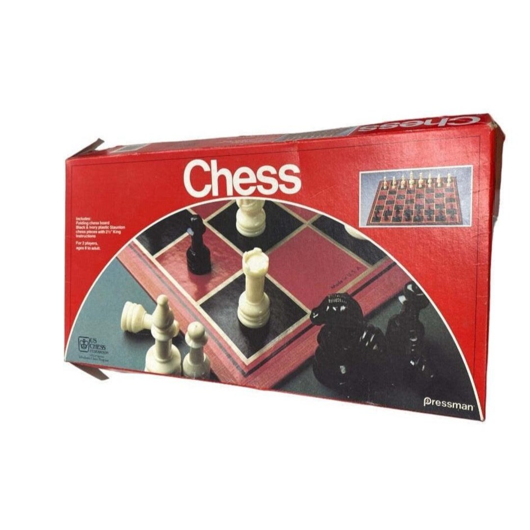 Vintage Pressman Chess Set With Red & Black Board - Etsy