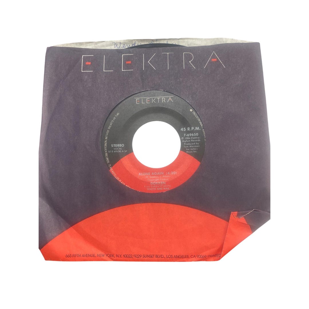 Elektra Records 45 RPM Vinyl Record: Alone Again by Dokken - Etsy