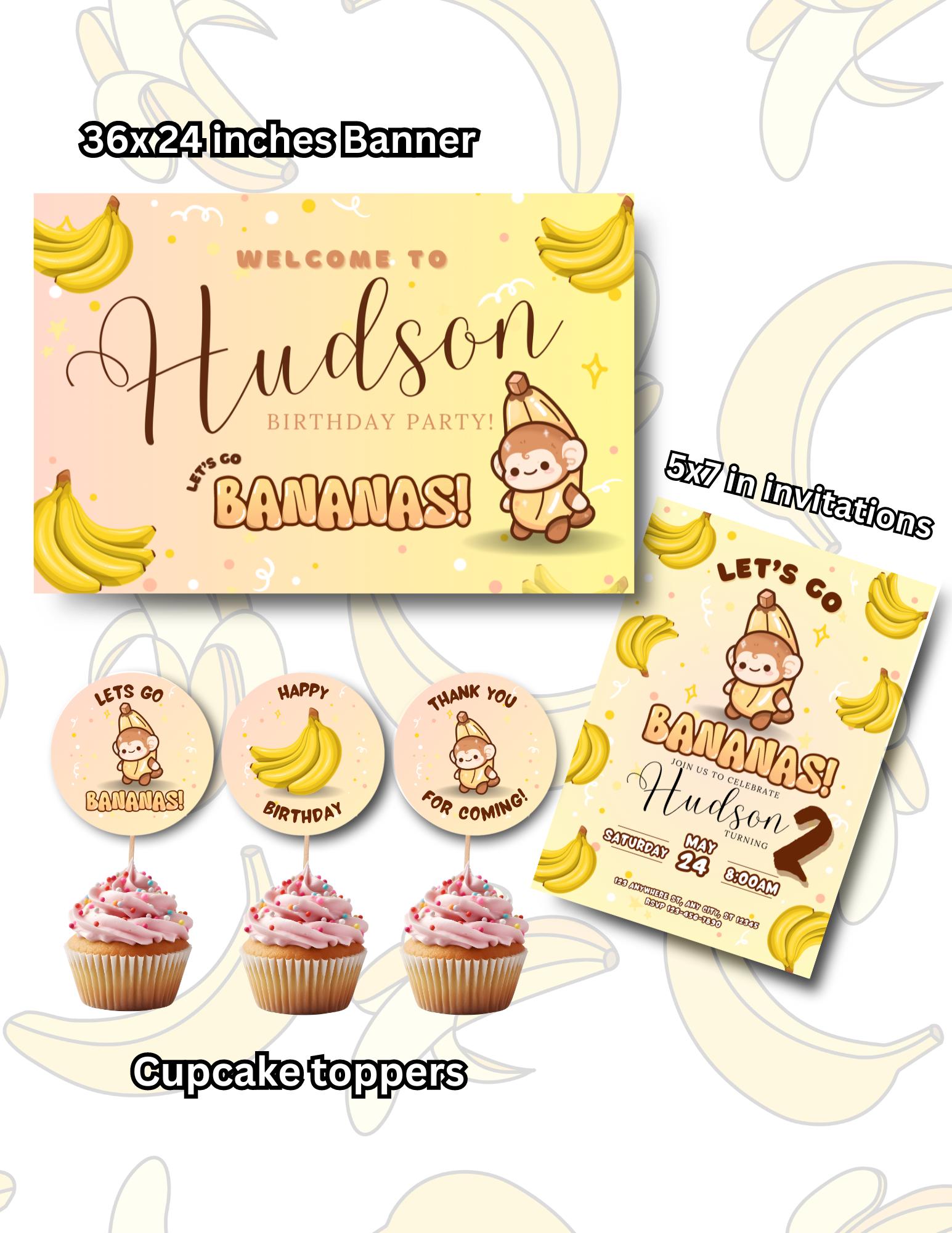 Lets Go Bananas Monkey Themed Birthday Party Invitations, Party Decor ...