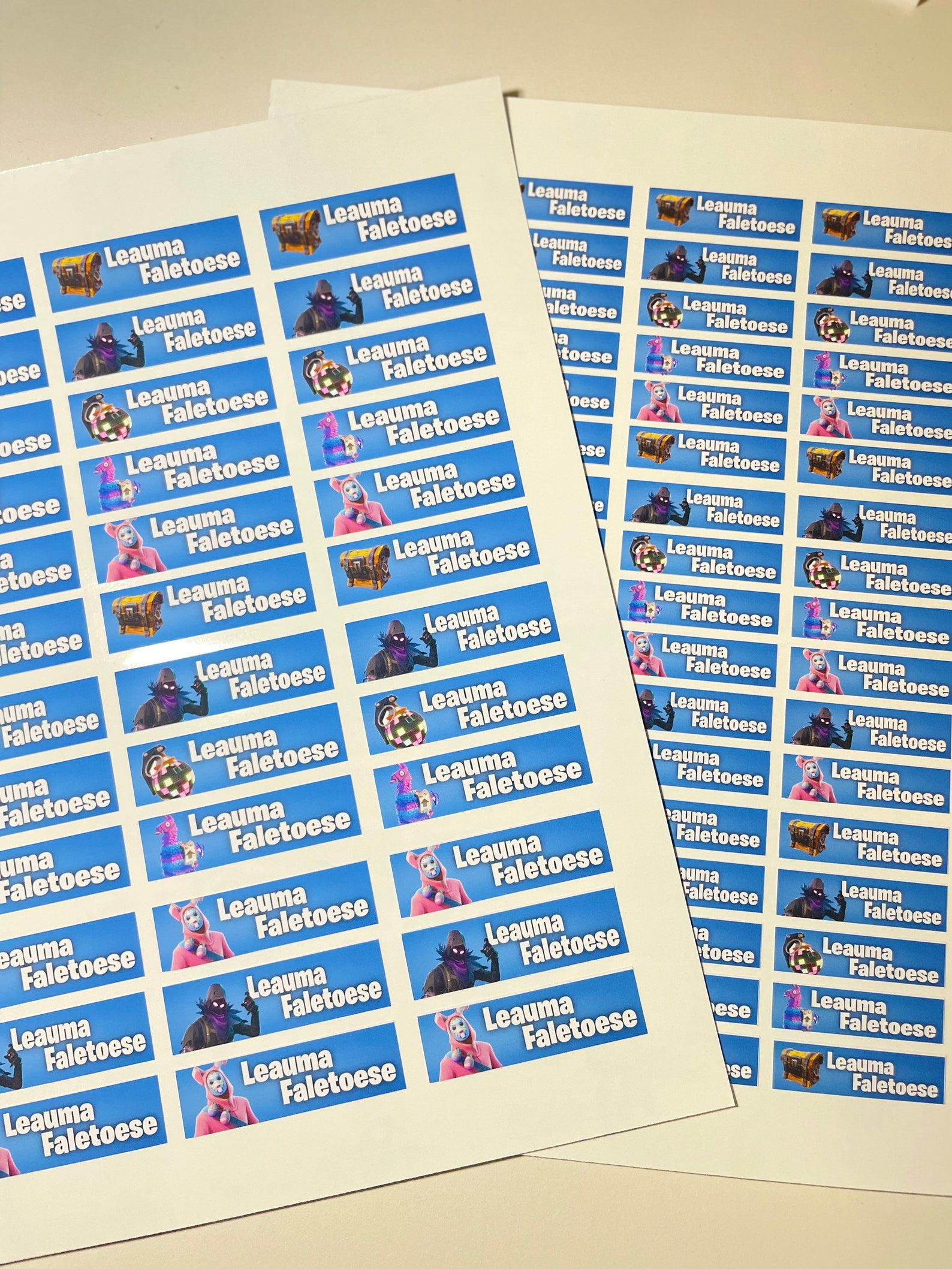 Fortnight Name Blue Boy Back to School Stickers/labels Game - Etsy