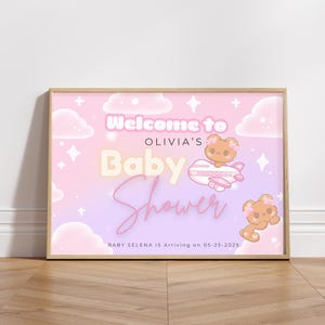 Baby Girl Kawaii Teddy Bear Themed Baby Shower Invitation, Banner ...