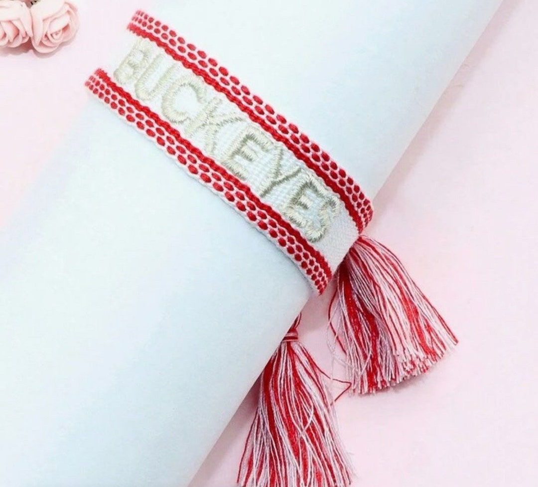 Buckeyes Bracelet | Ohio State Buck Eyes Woven Adjustable Embroidered ...