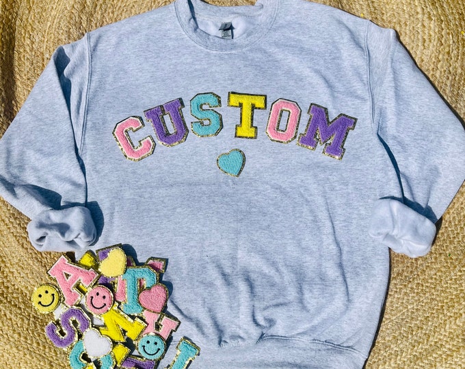 Custom Chenille Patch Sweatshirts Chenille Varsity Letter - Etsy