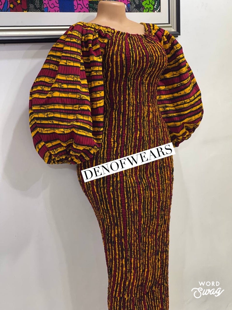 Ankara Smocked Long Dress. African Women Clothing. African Print Dress ...