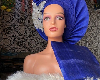 Royal Blue African Gele - Etsy