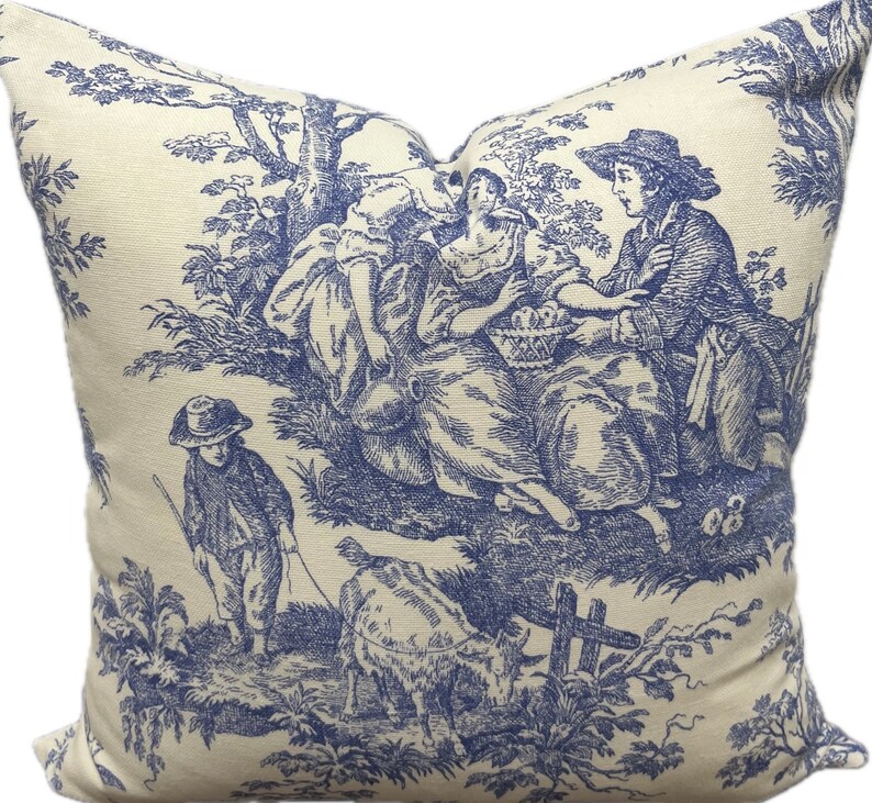 Blue Toile Country Life Weekend Pillow Covers - Etsy