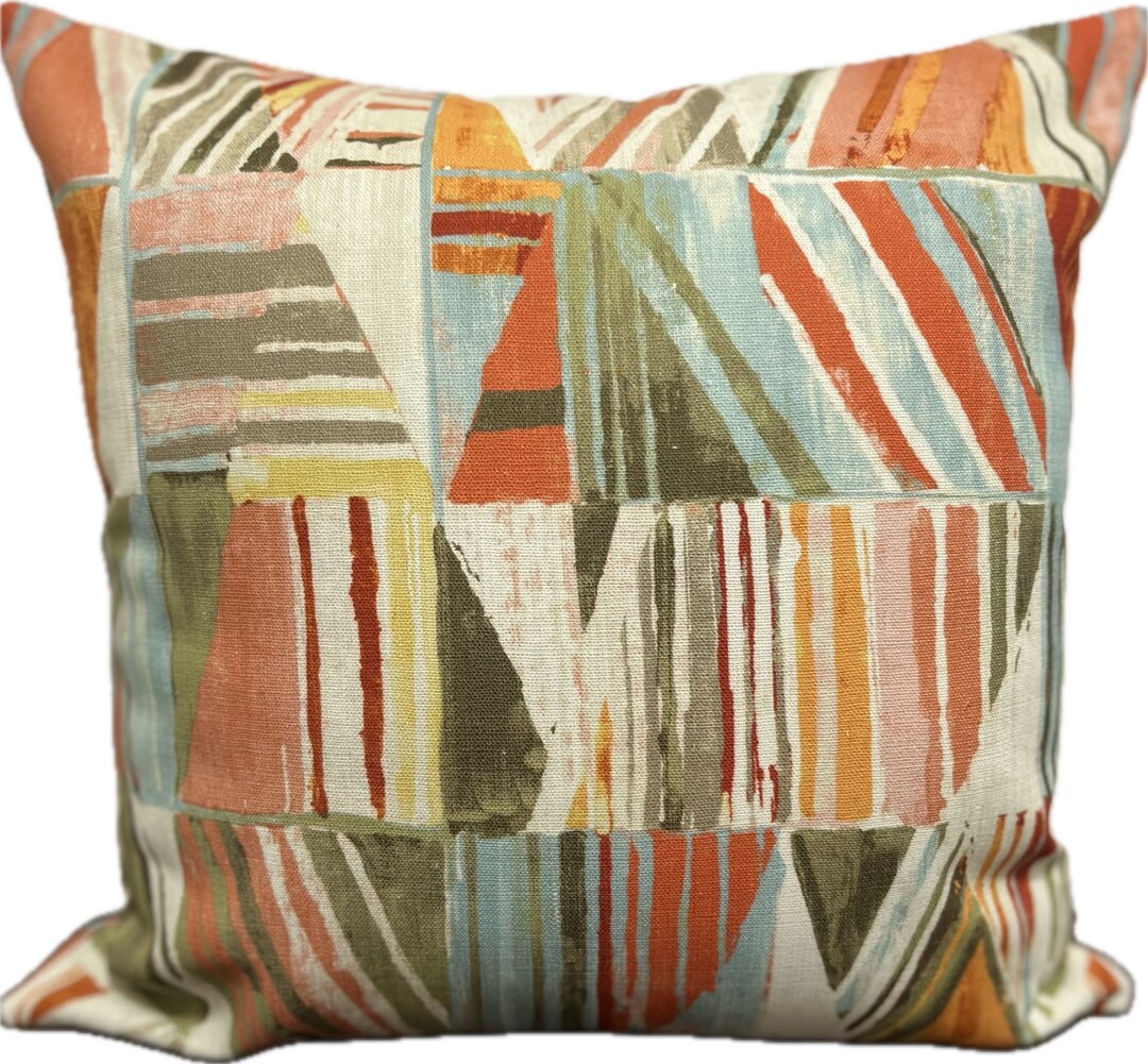 Colorful Geometric Square and Triangle Pillow Covers in Various Sizes ...