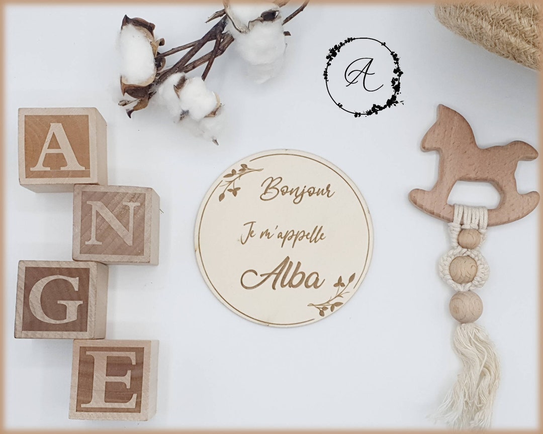 Birth First Name Card / Presentation / Wood / Birth Memories / Baby ...