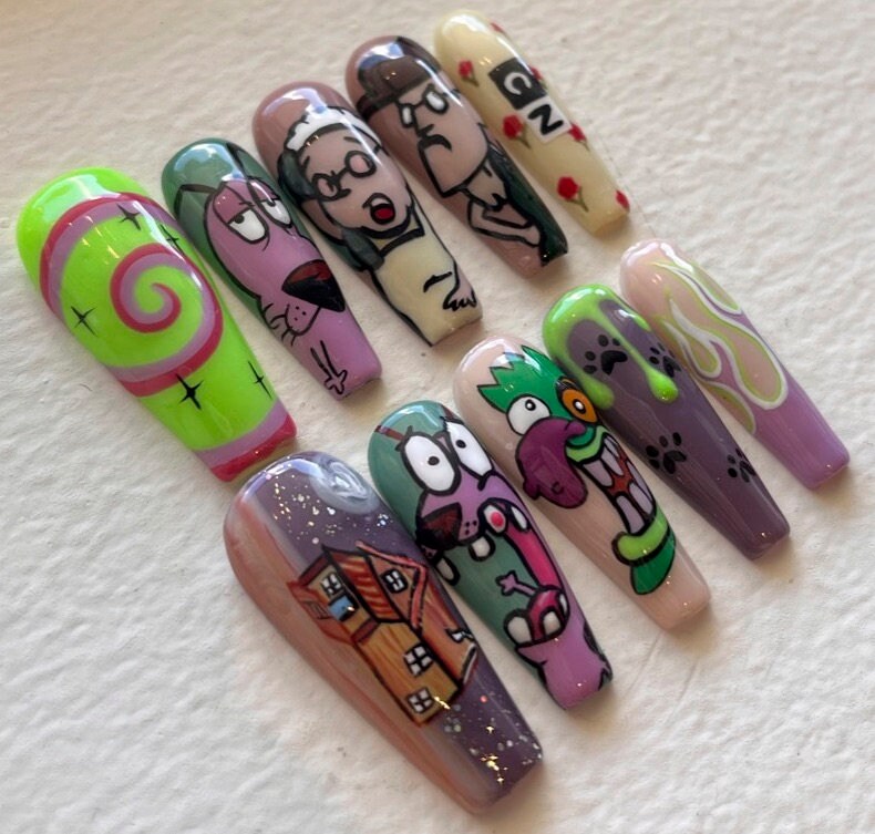Cartoon Dog Press on Nails - Etsy