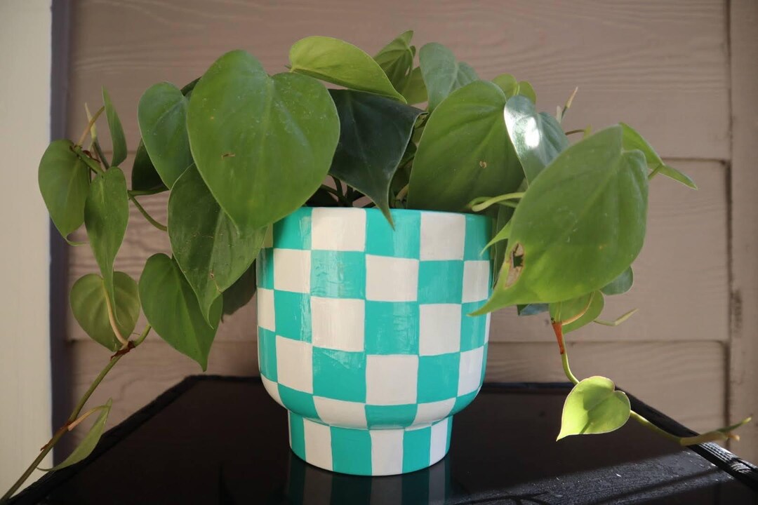 Checkered Plant Pot - Etsy