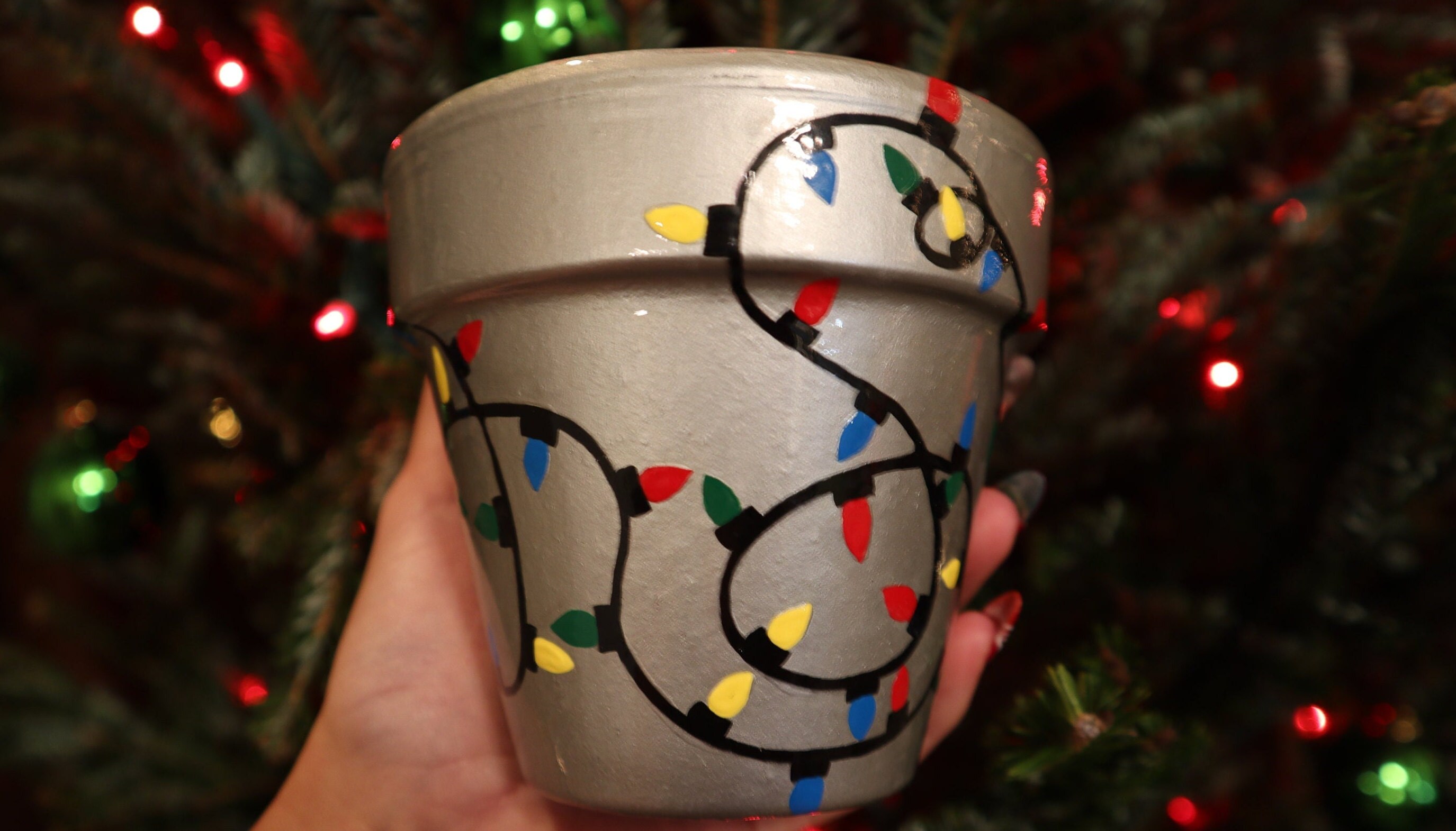 Christmas Lights Plant Pot - Etsy