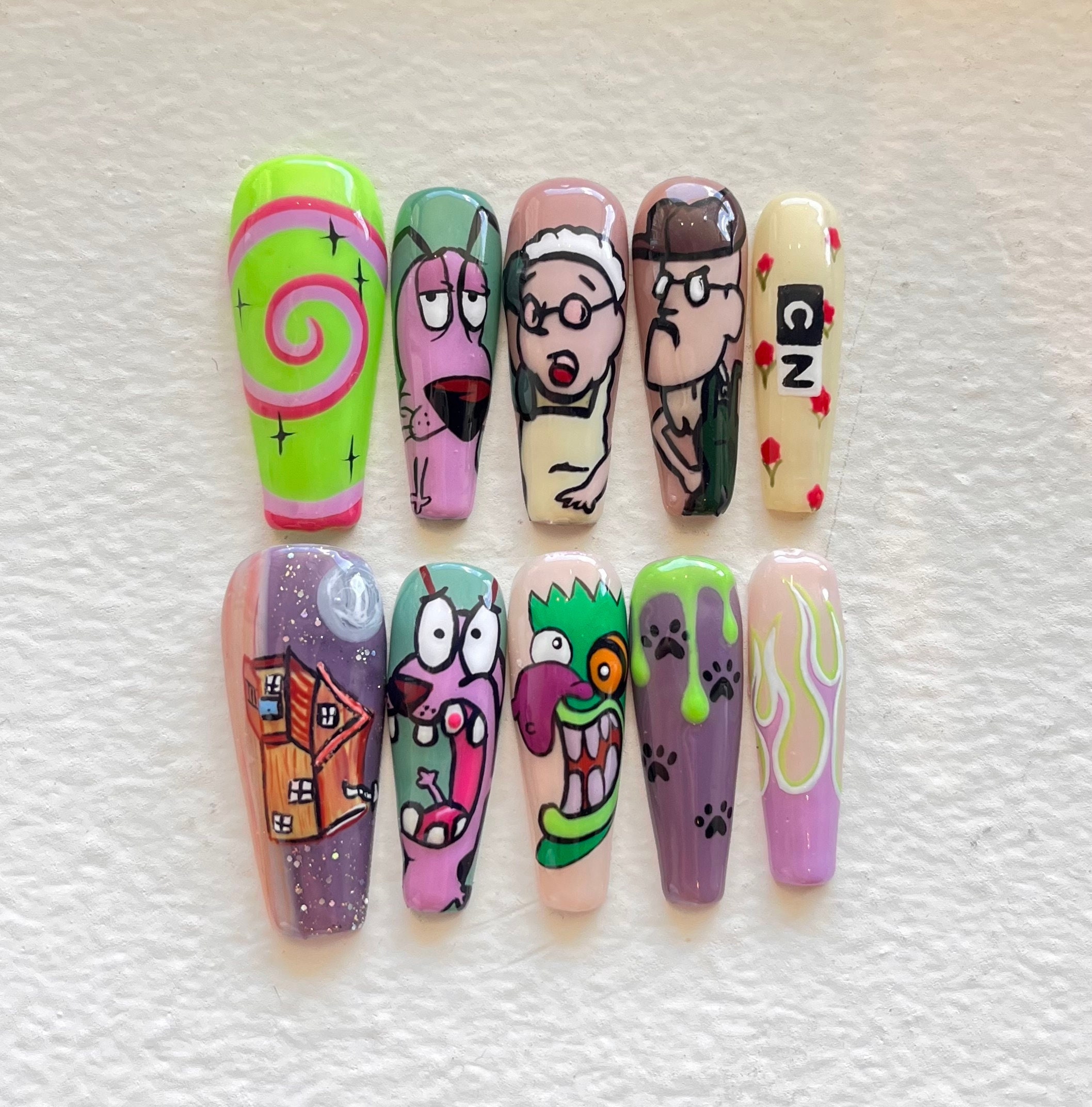 Cartoon Dog Press on Nails - Etsy