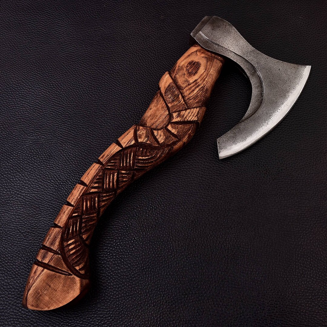 Hand Made Viking Axe With Celtic Style Hand Carved Handle - Etsy