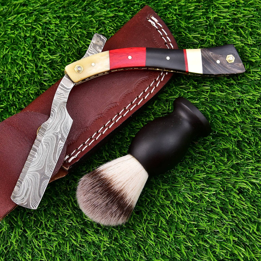 Damascus Straight Razor , Hand Made Straight Razor , Shaving Brush - Etsy