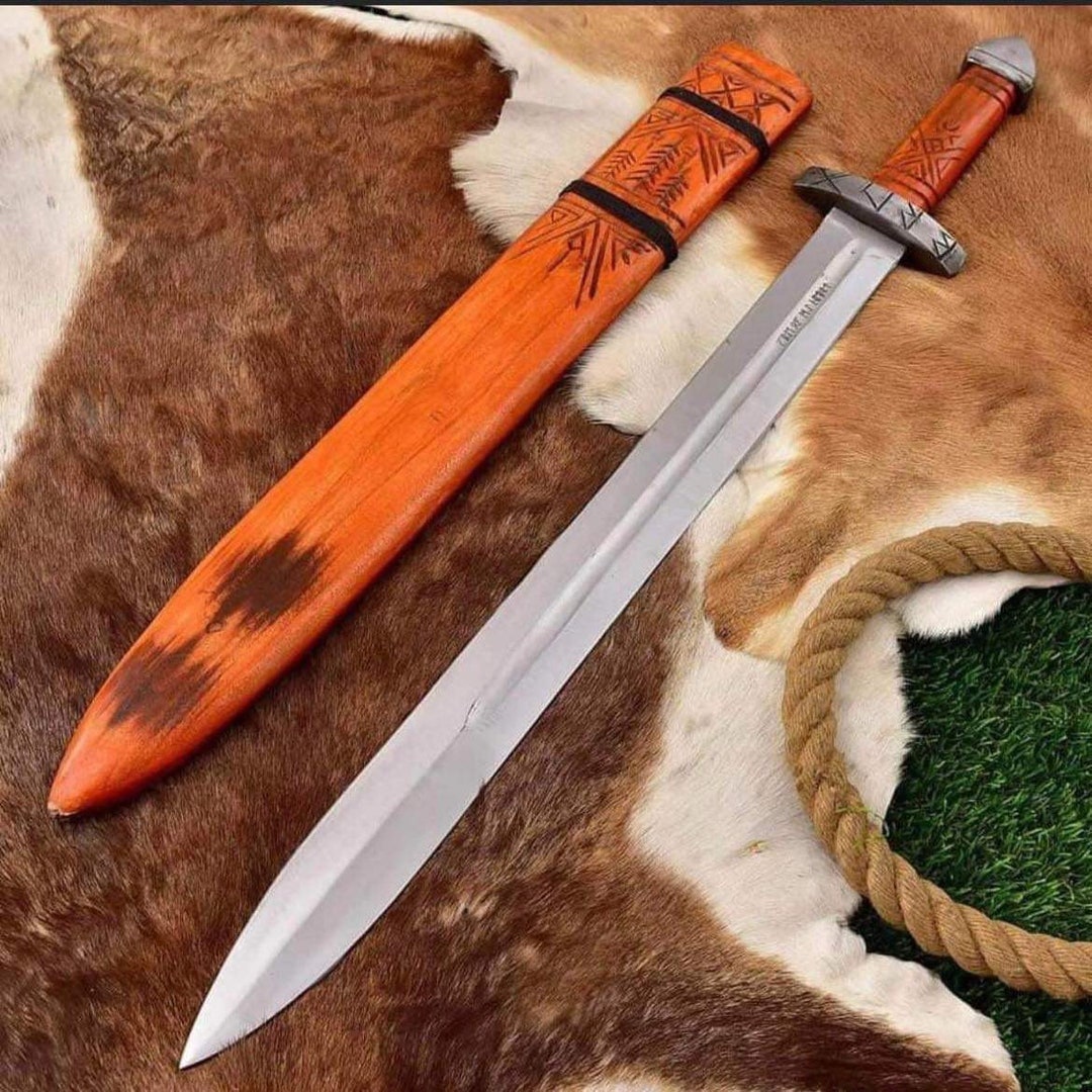 Hand Made Larp Viking Sword , Cold Steel Viking Sword With Engraved ...