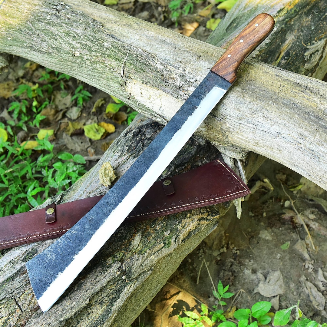 25-inch 1075 Carbon Steel Tapanga Style Machete With Leather Sheath - Etsy