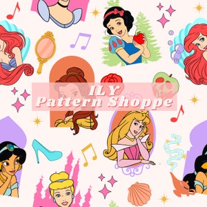 Magical Princess Seamless File, Fairytale Fabric, Princess Fabric ...