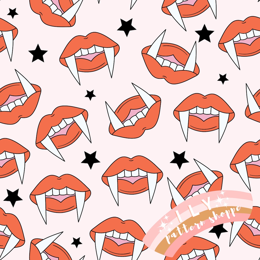 Halloween Vampire Teeth Fabric Seamless Fabric File, Digital Fabric ...