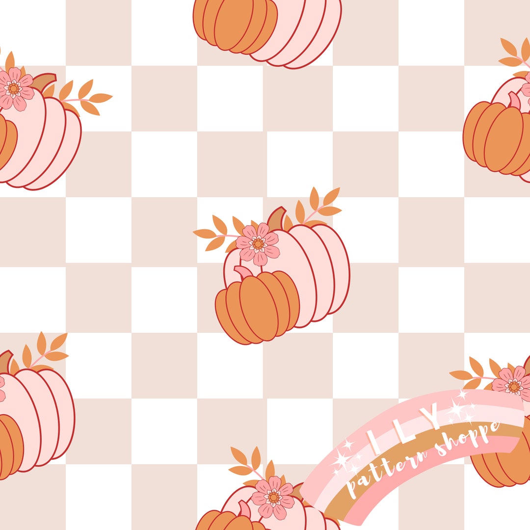 Checkered Pumpkin Seamless File, Fabric Seamless Design File, Seamless ...