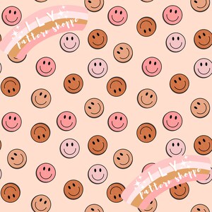 Smiley Face Retro Seamless File, Fabric Seamless Design File. Retro ...