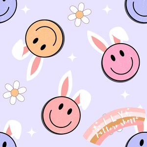 Smiley Face Bunny Seamless File, Fabric Seamless Design File. Spring ...