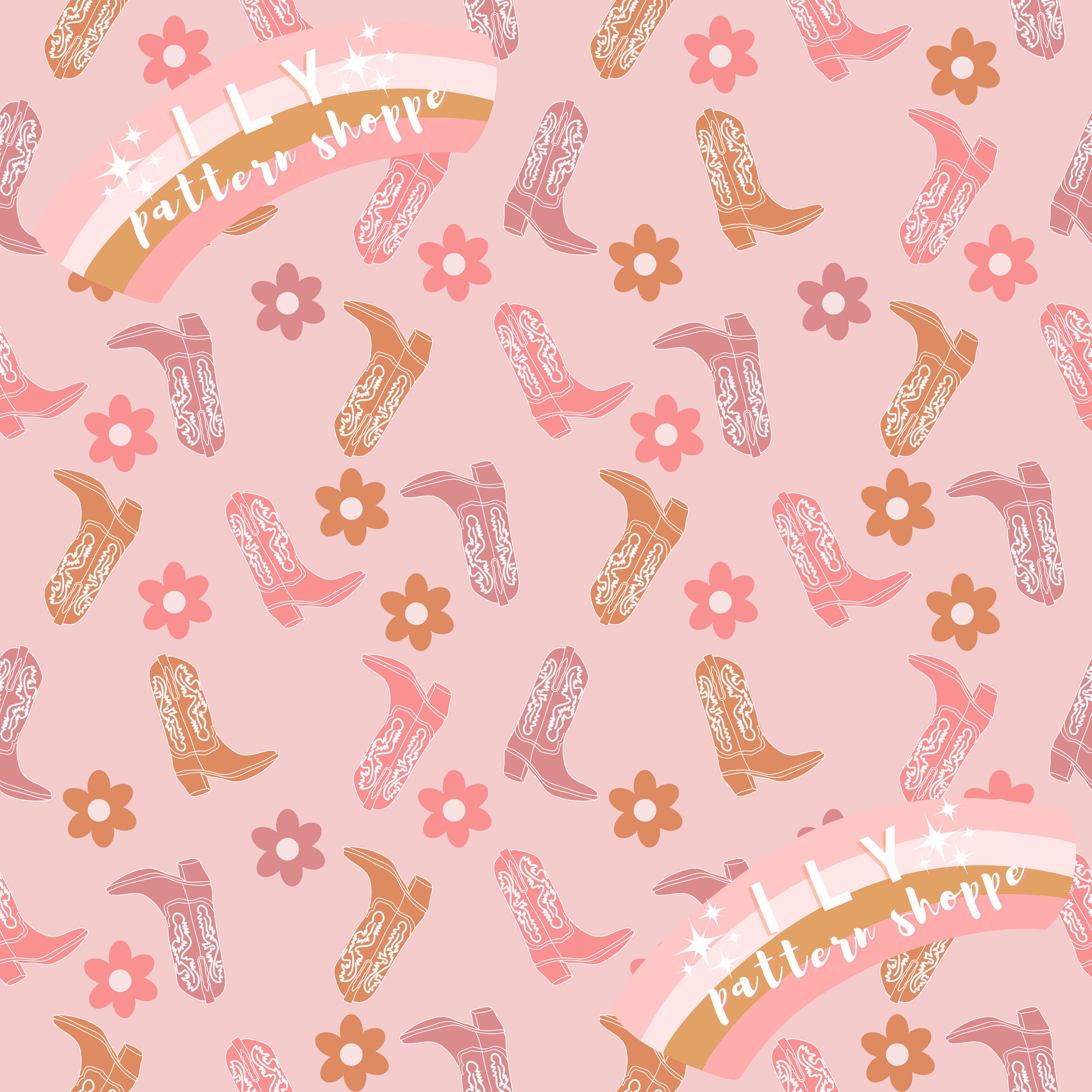 Cowboy Boots Cowgirl Seamless File, Fabric Seamless Design File. Retro ...